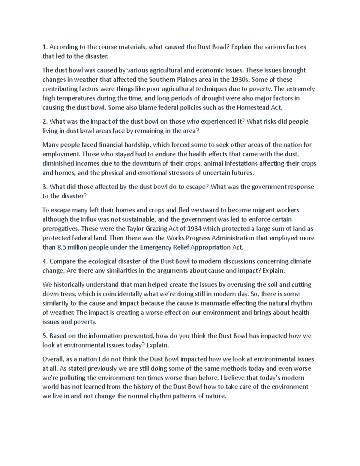 Dust Bowl Activity Chloe Nelson - According to the course materials ...