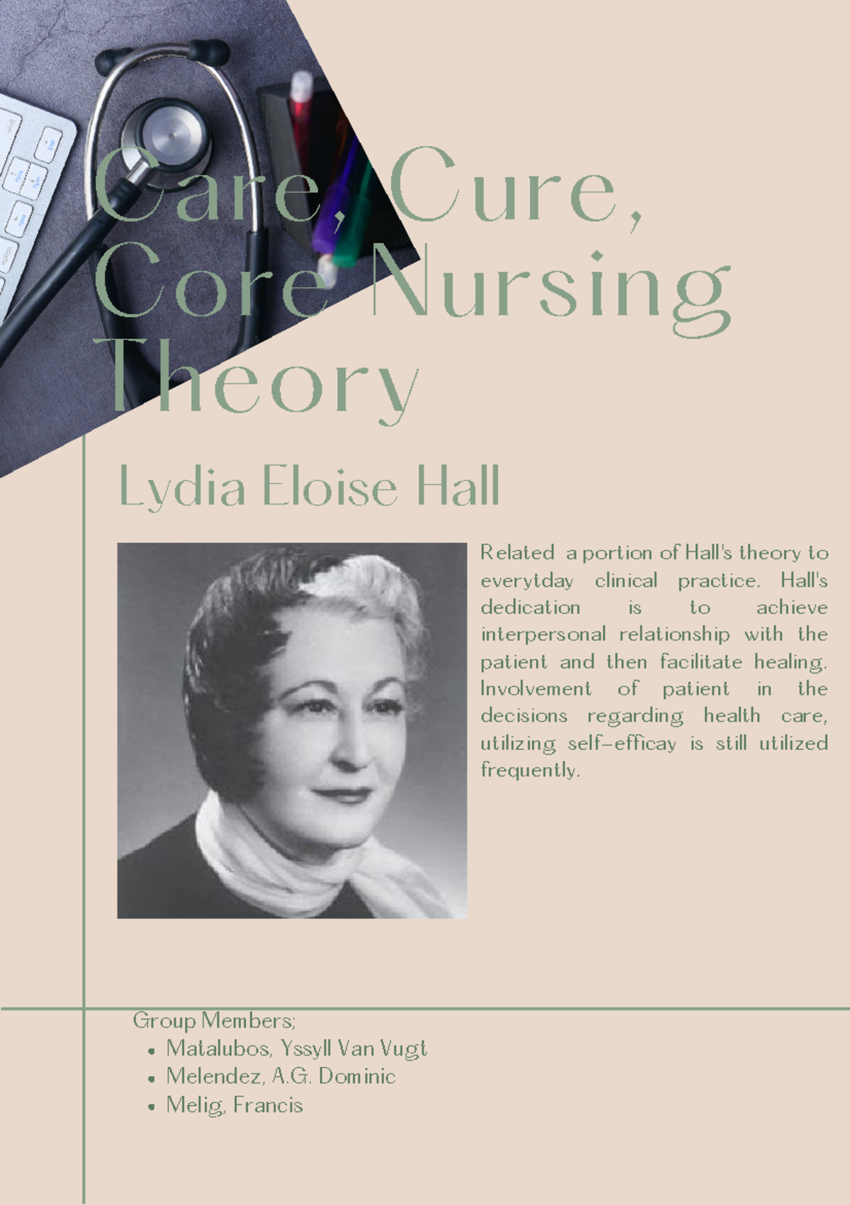 Group 13 - Lydia Hall - Care, Cure, Core Nursing Theory Matalubos ...