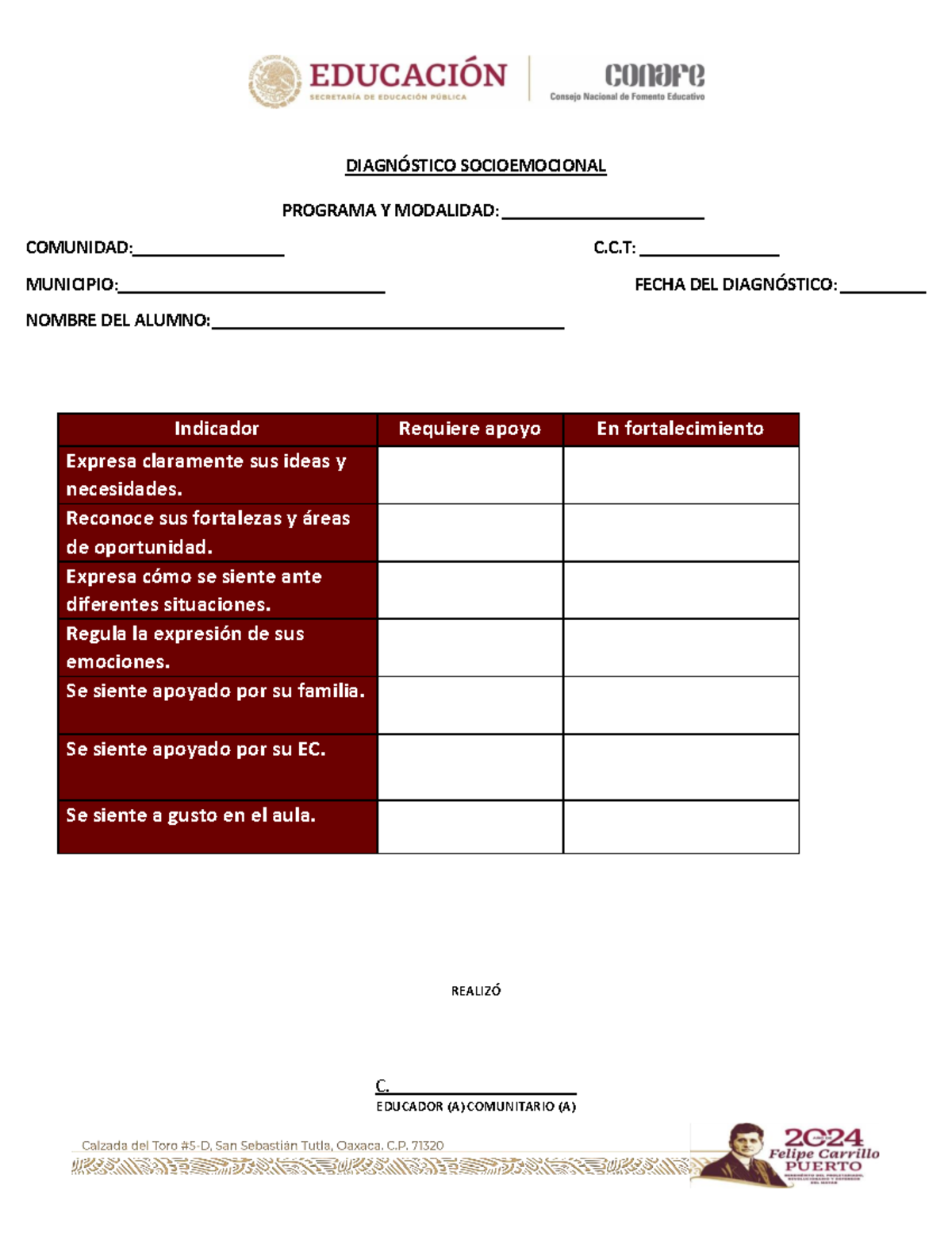 Diagnostico Socioemocional - Indicador Requiere apoyo En ...