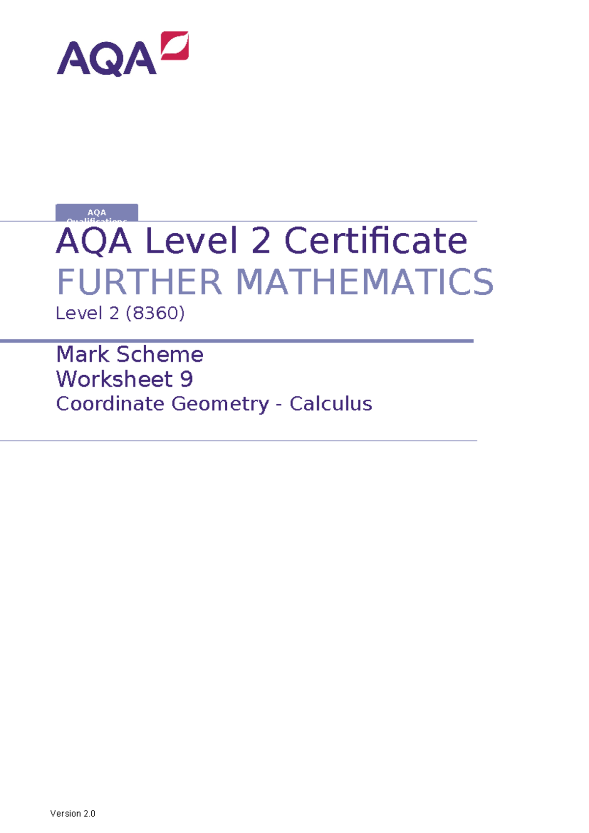 Coordinate geometry - Calculus (MS) - ####### Version 2. AQA ...