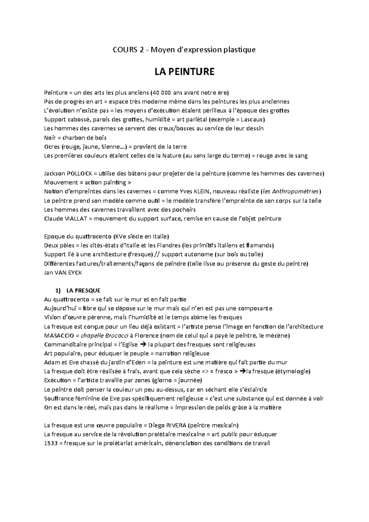 Moyen d'expression plastique - la peinture - Warning: TT: undefined ...