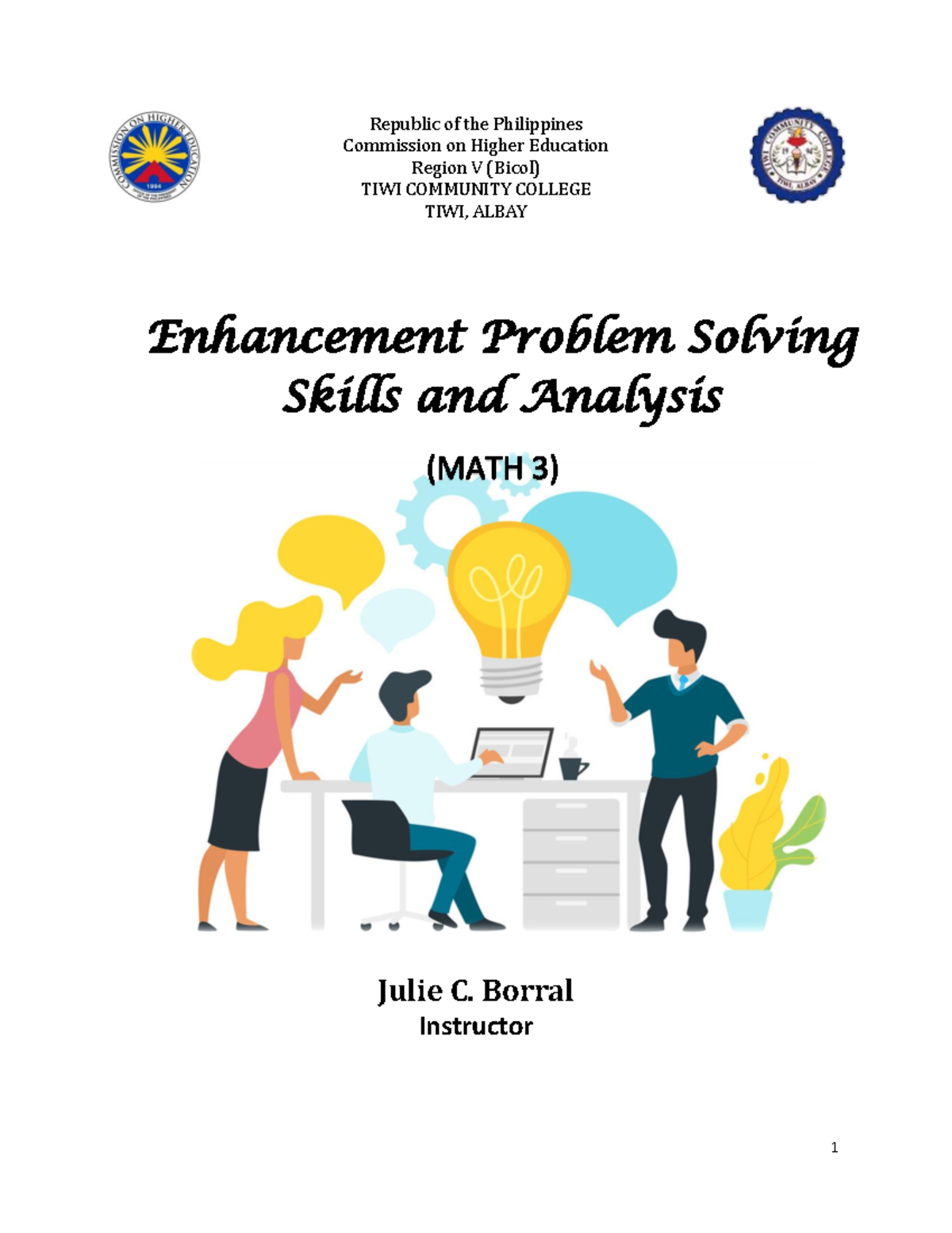 MATH 3 - MATH 3 - Republic of the Philippines Commission on Higher ...