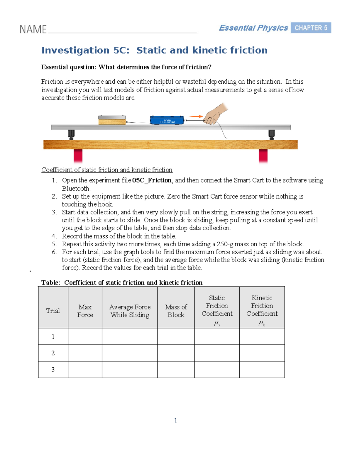 05C Static Kinetic Friction Assignment - Investigation 5C: Static and ...