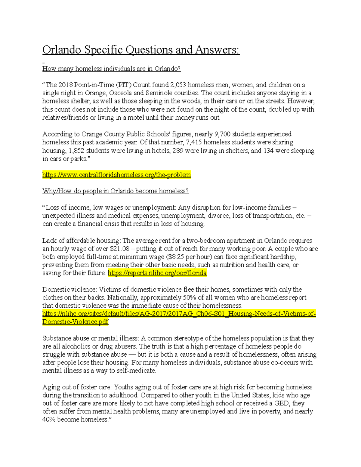 Orlando Homelessness - Orlando Specific Questions and Answers: How many ...