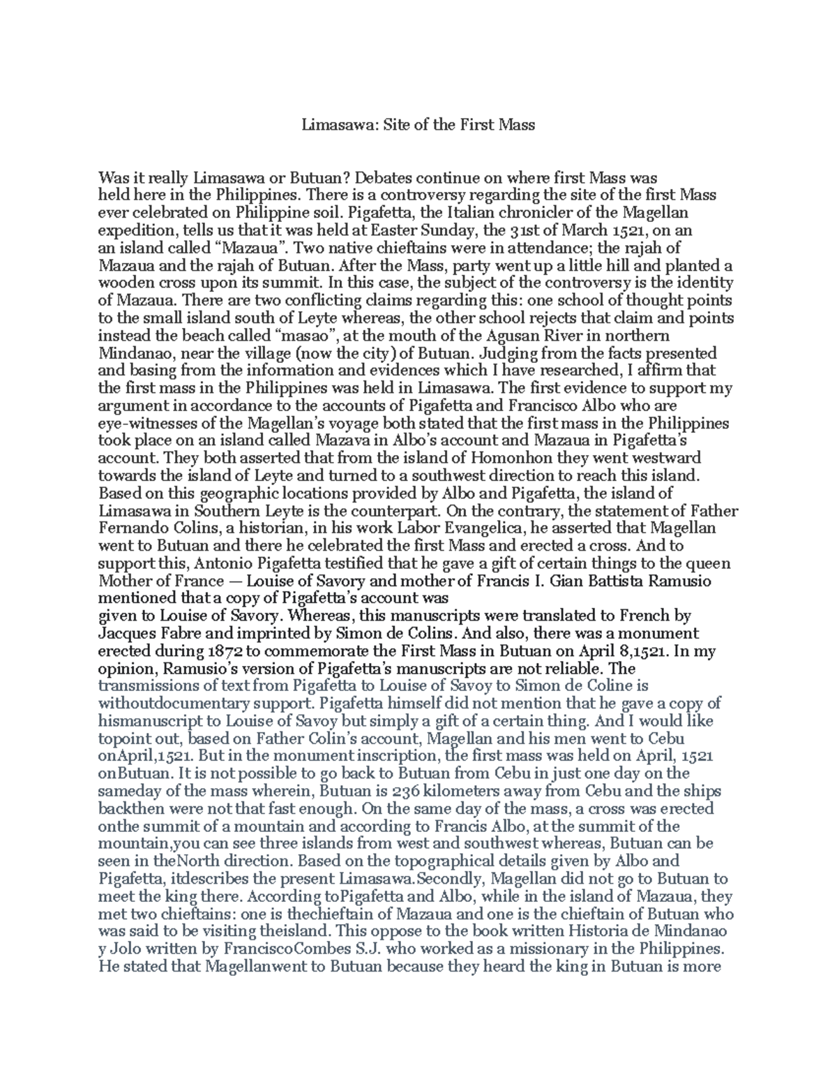 Untitled document - i need this - Limasawa: Site of the First Mass Was ...