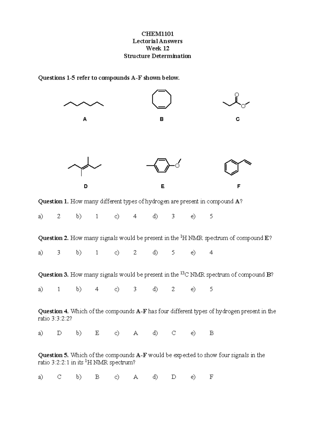 2023 Week 12 Lectorial Questions - CHEM Lectorial Answers Week 12 ...