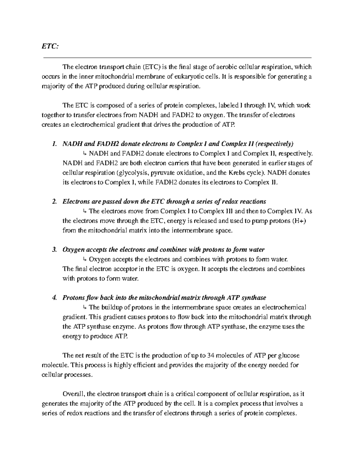 Aerobic Cellular Respiration Part 3 - ETC: The electron transport chain ...