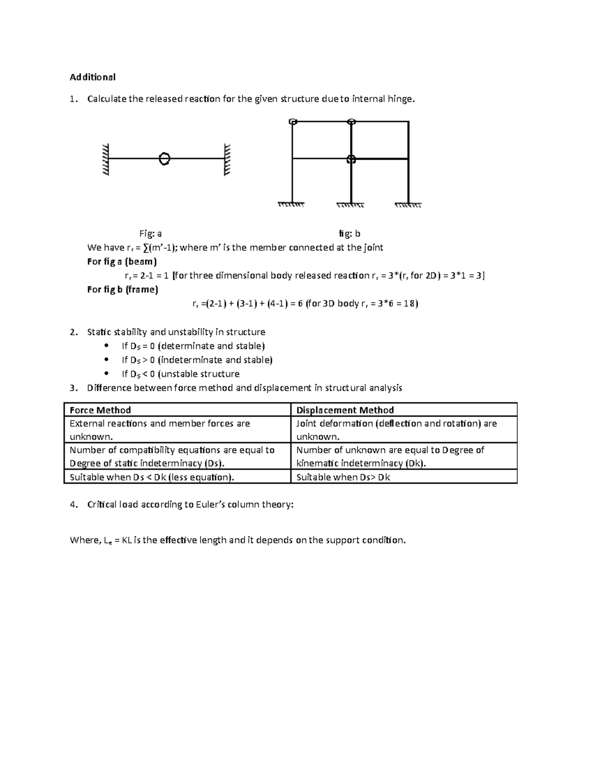 Structural Analysis Questions Additional Calculate The Released