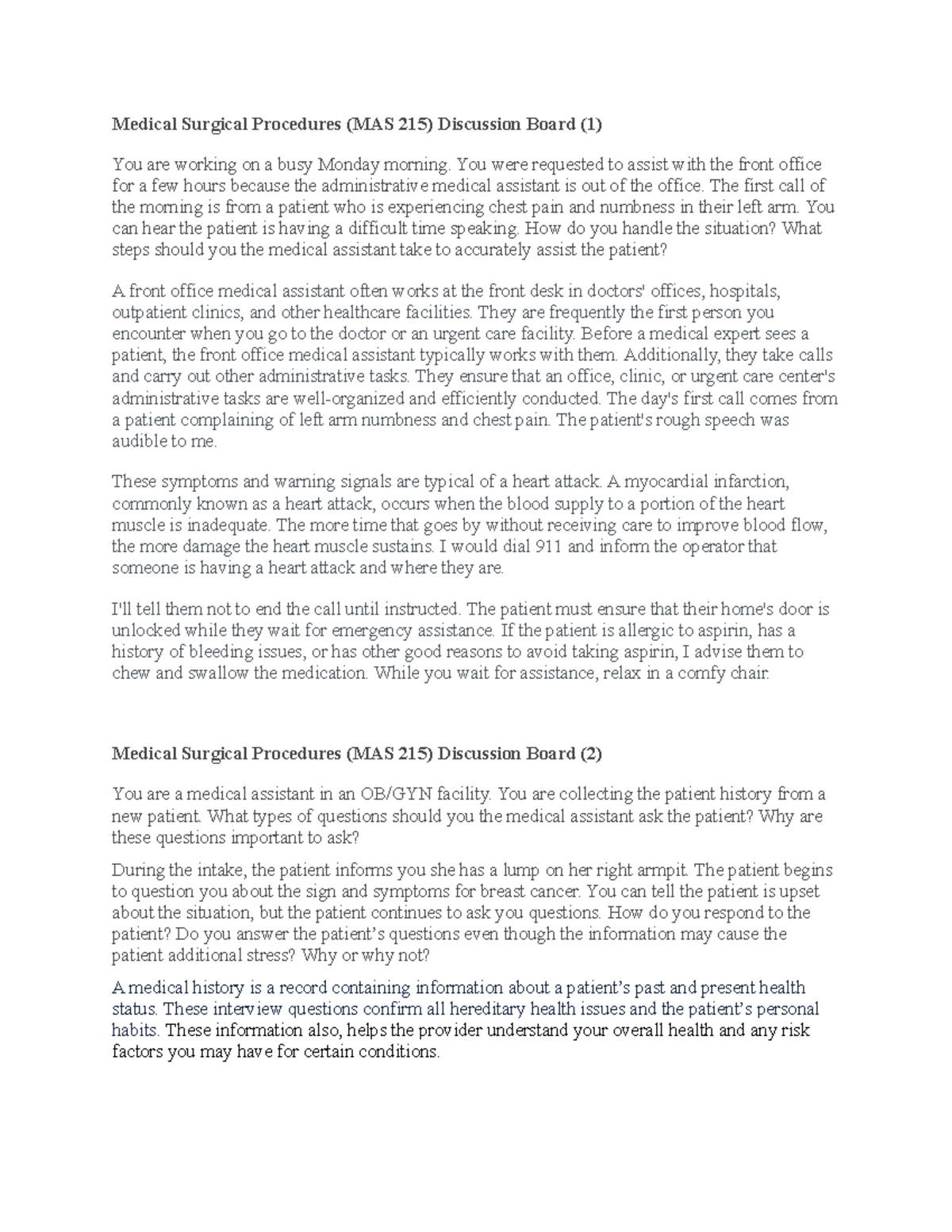 Discussion Board Medical Surgical Procedures - Medical Surgical ...