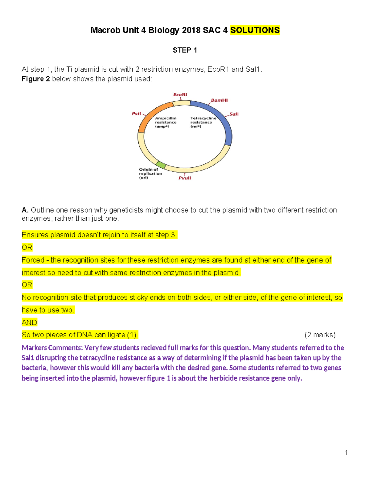 2018 SAC GMO Final - Solutions - Macrob Unit 4 Biology 2018 SAC 4 ...