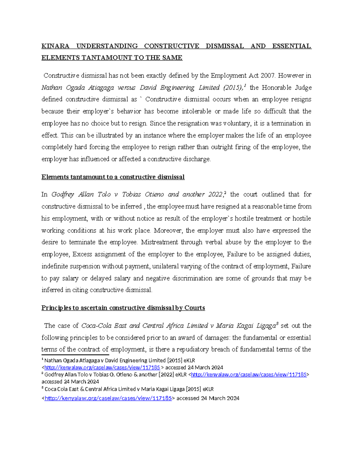 Understanding Constructive Dismissal - KINARA UNDERSTANDING ...