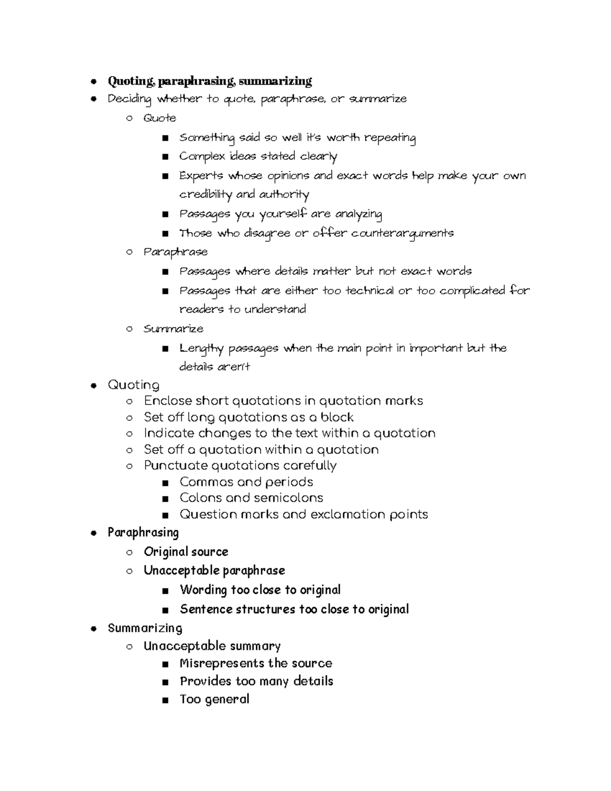 Chapter 26 reading response - Google Docs - Quoting, paraphrasing ...
