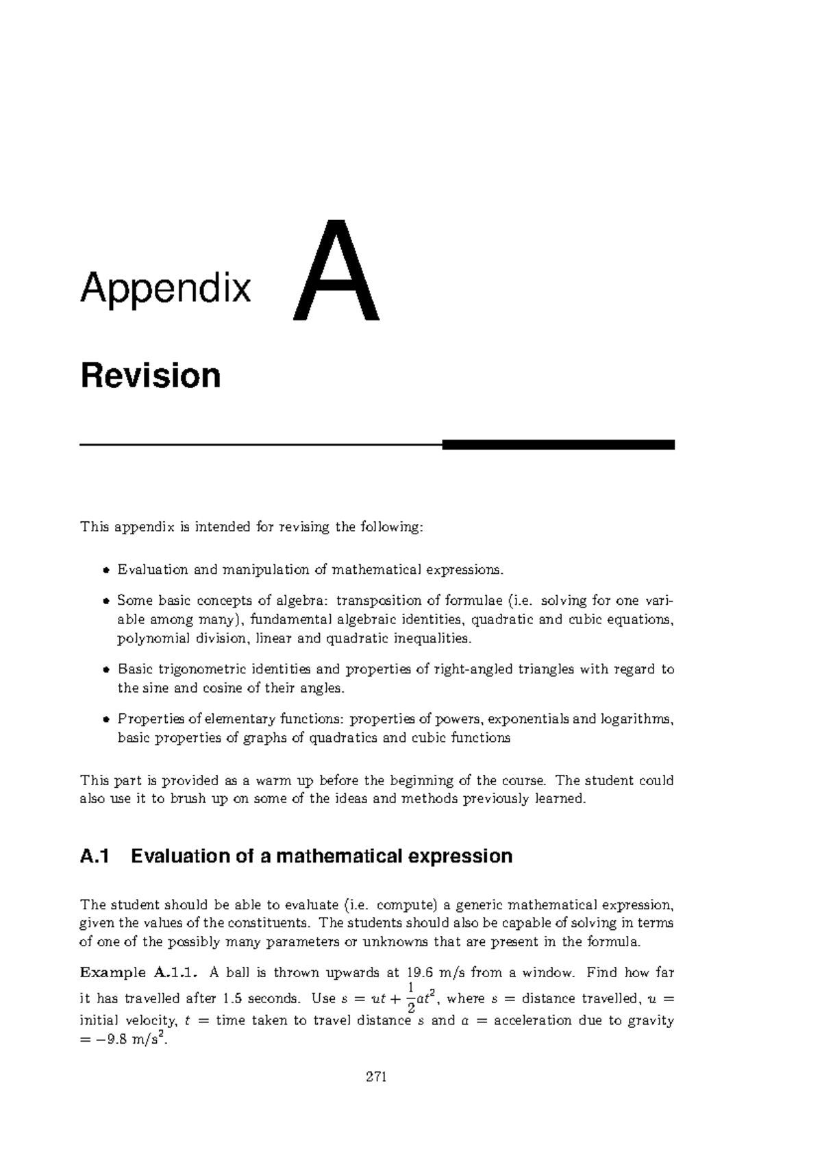 Study Guide Appendix A (Revision) - Appendix A Revision This appendix ...