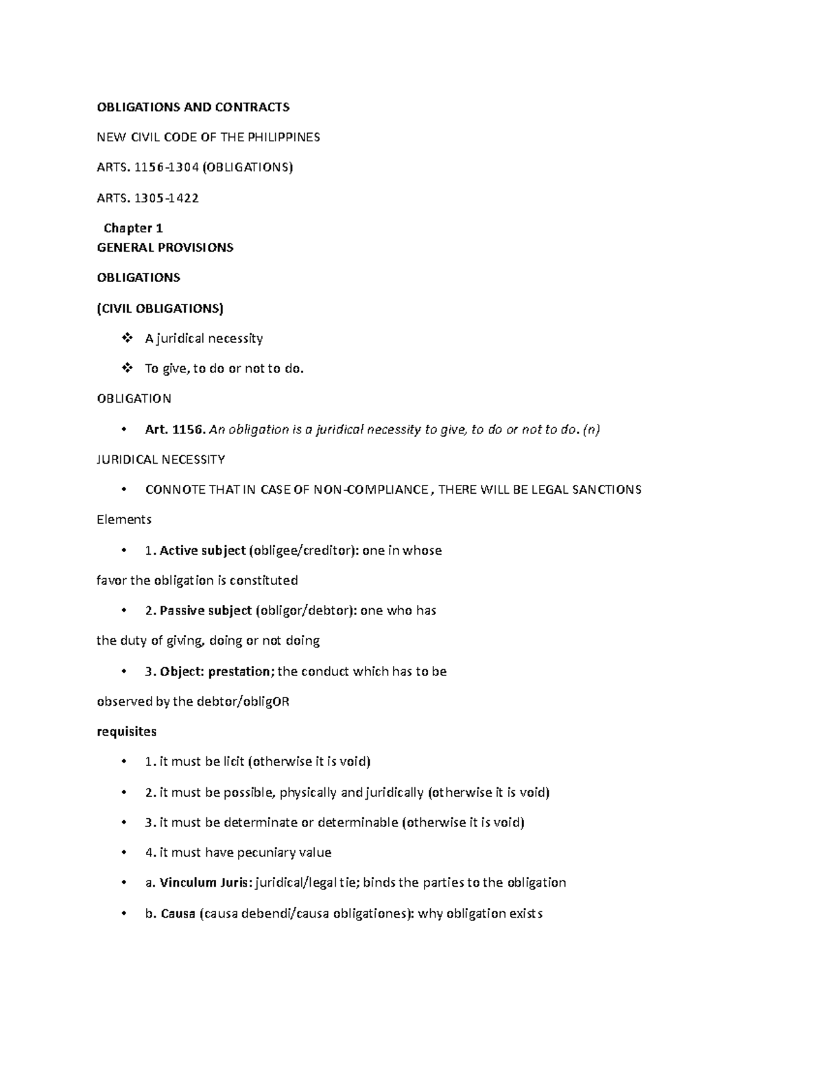 Obligations-and-Contracts - OBLIGATIONS AND CONTRACTS NEW CIVIL CODE OF ...