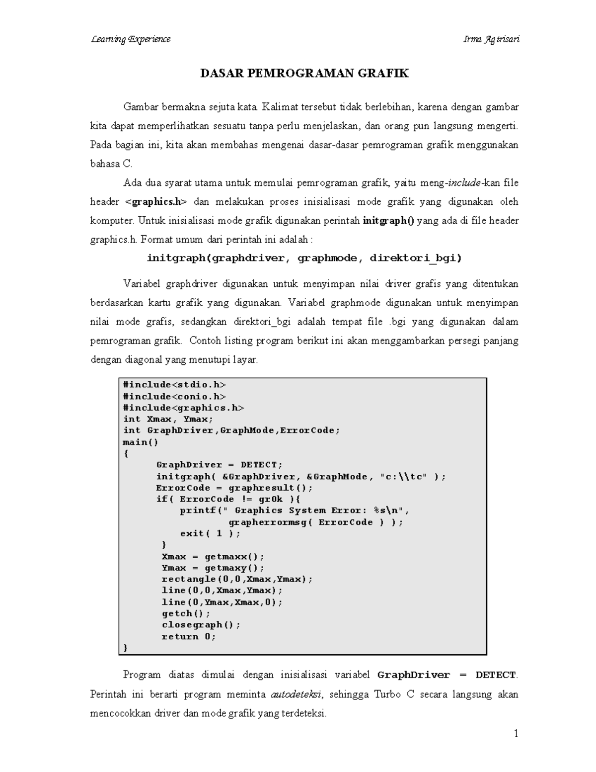 Dasar permograman grafik dalam c - DASAR PEMROGRAMAN GRAFIK Gambar ...