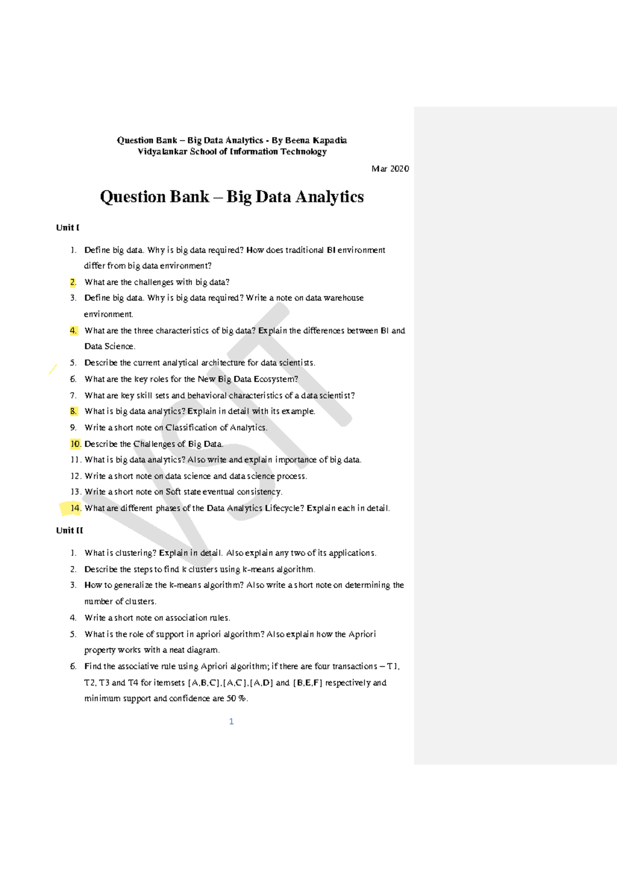 Big Data Question Bank - Vidyalankar School of Information Technology ...
