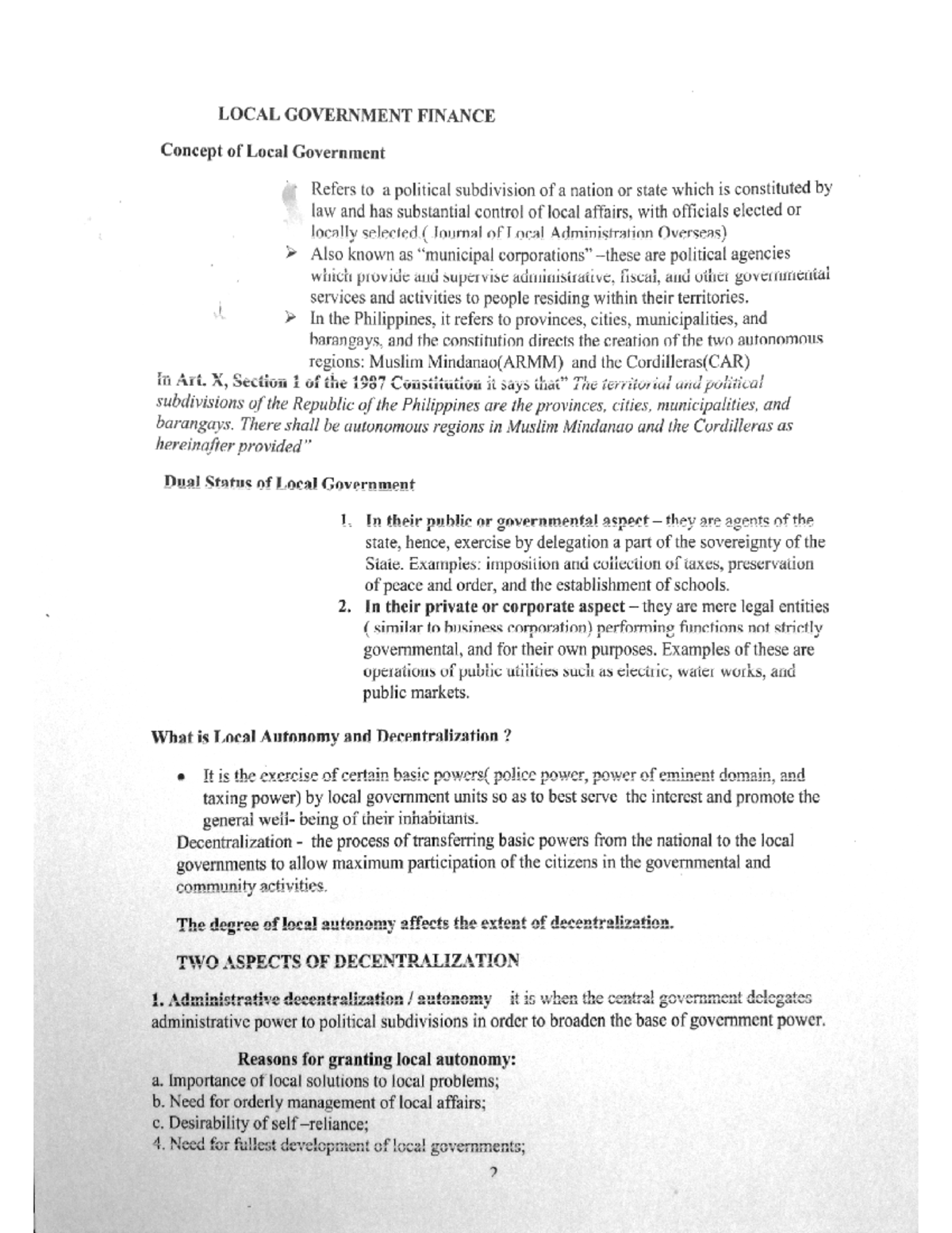 Local Government Finance - LOCAL GOVERNMENT FINANCE Concept of Local ...