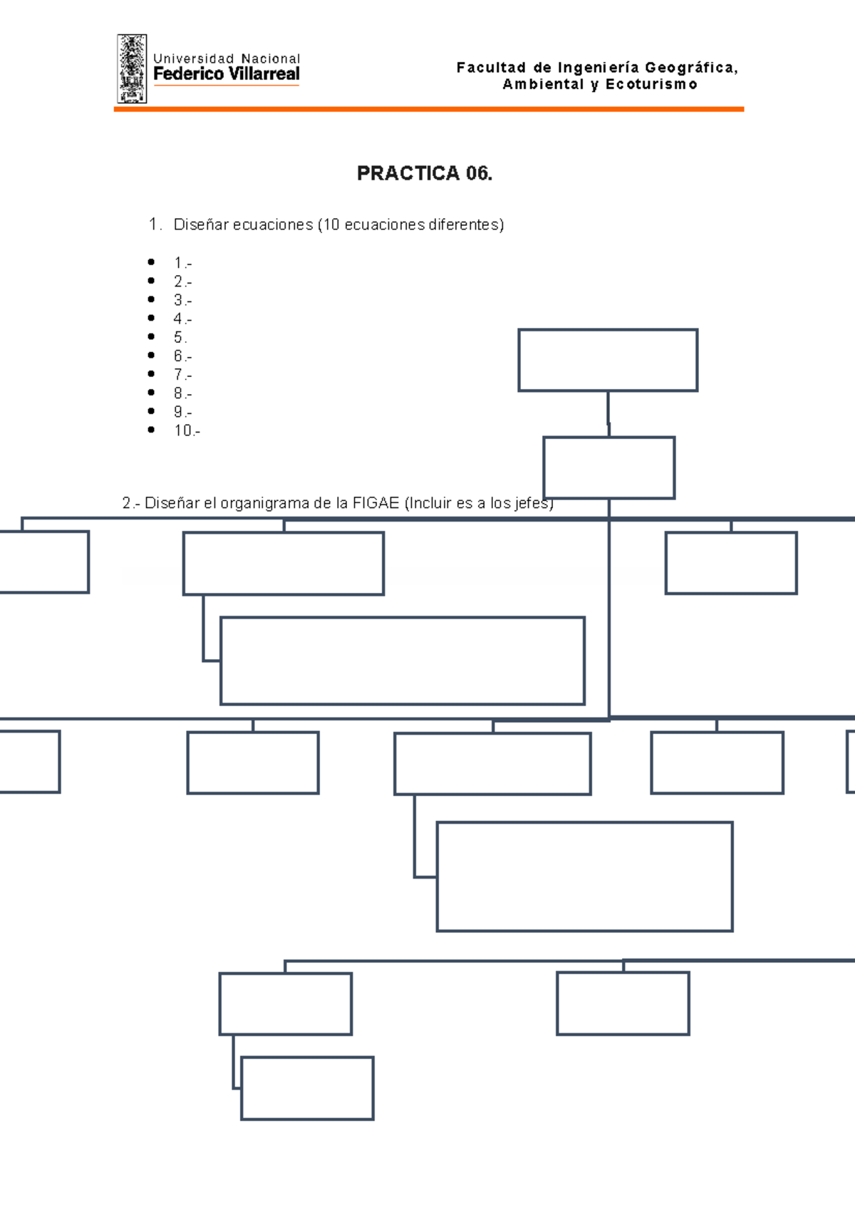 Practica 06 Caceres - fernando sernaque - PRACTICA 06. 1. Diseñar ecuaciones (10 ecuaciones ...