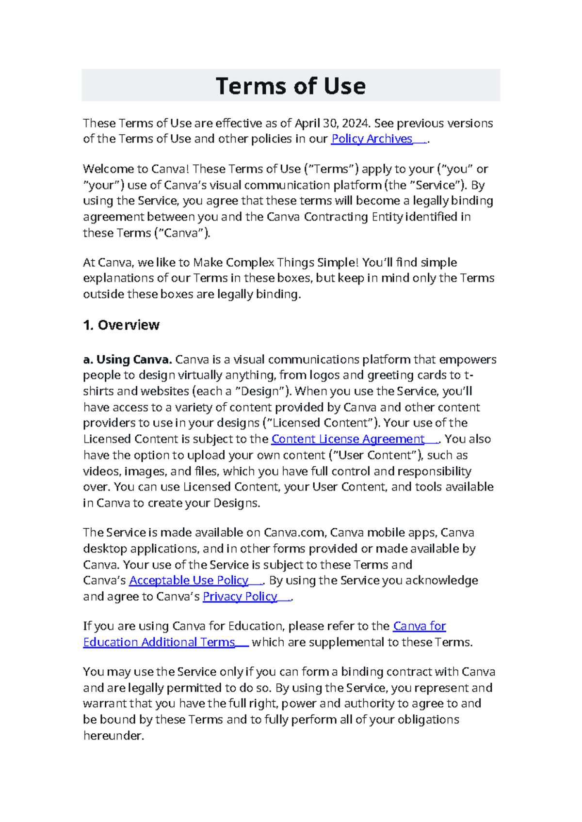 Terms of Use - See previous versions of the Terms of Use and other ...