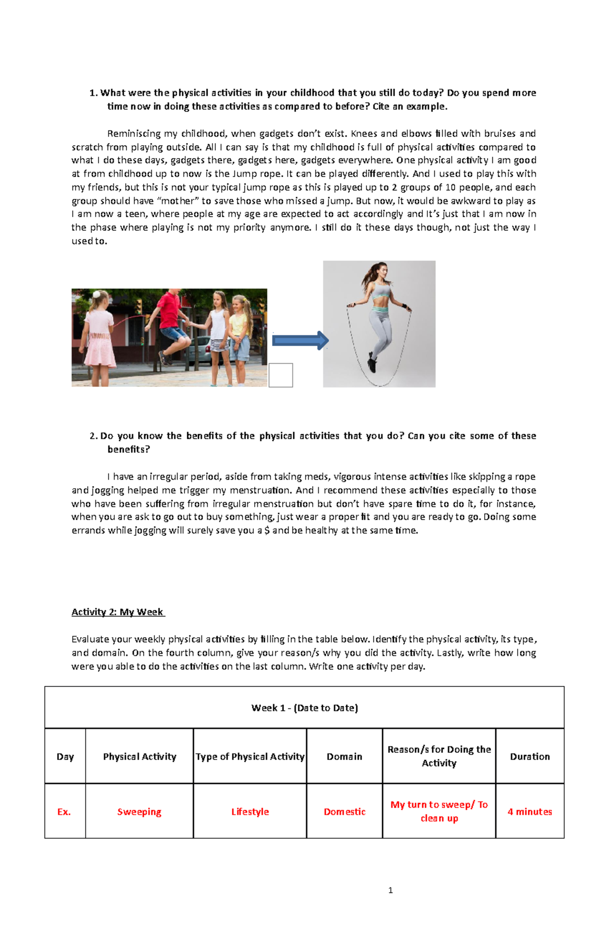 Physical Activities in Childhood - What were the physical activities in ...