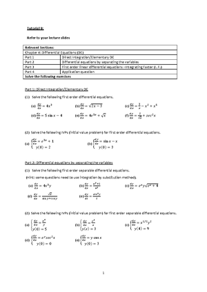 Solution Tutorial 2 - Calculus and Applications - 1 Solution Tutorial 2: Refer to the lecture ...