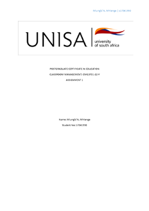 TPN3703 - Portfolio 50 - Notes - EDA201W - Unisa - Studocu