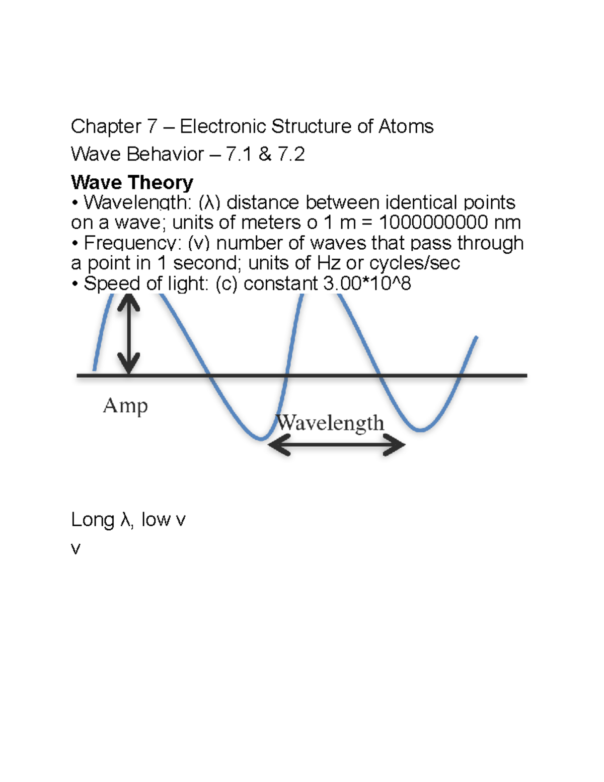 Chapter 7 – Electronic Structure of Atoms - Chapter 7 – Electronic ...