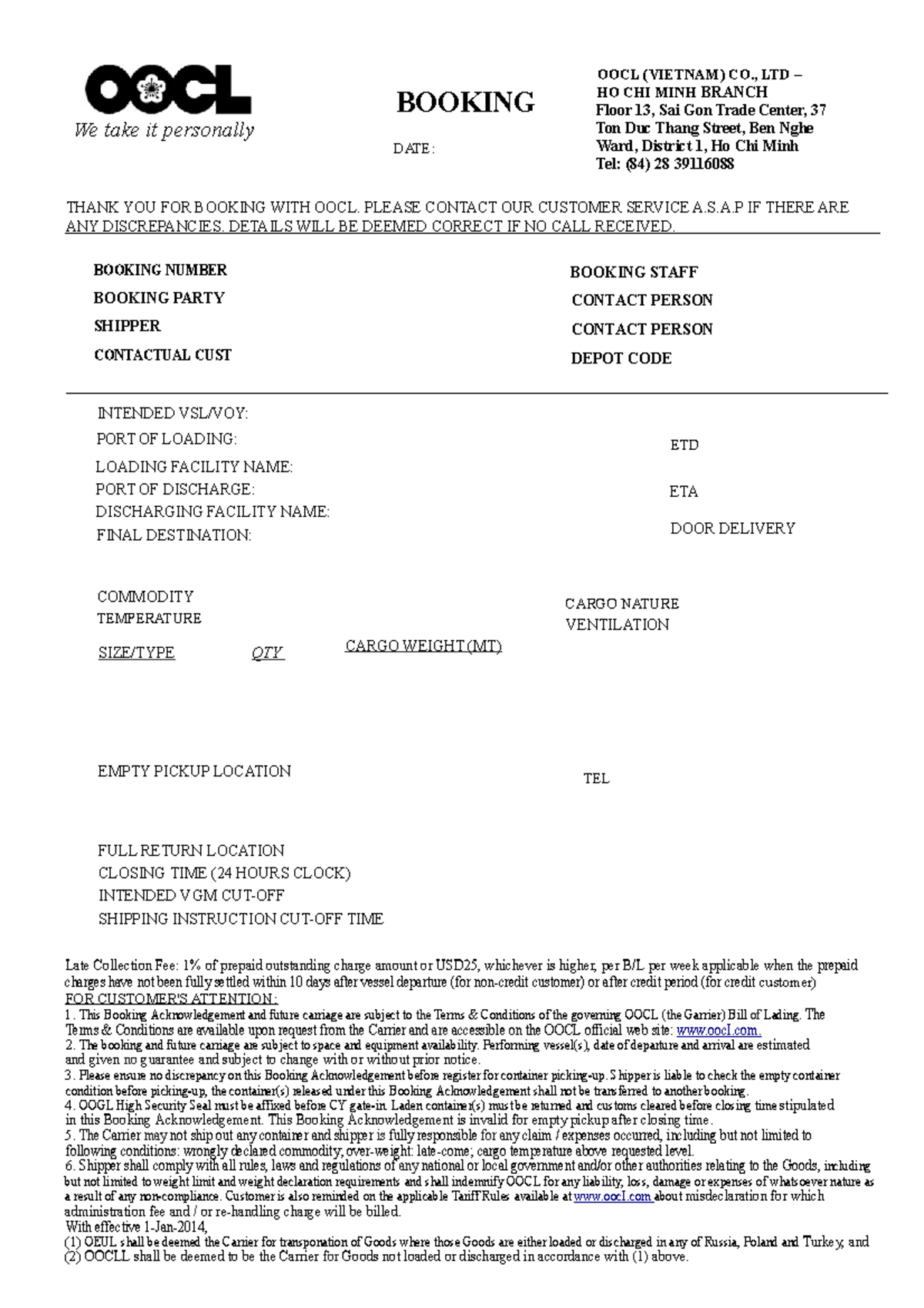 Booking (1)-đã chuyển đổi - We take it personally BOOKING DATE: OOCL ...