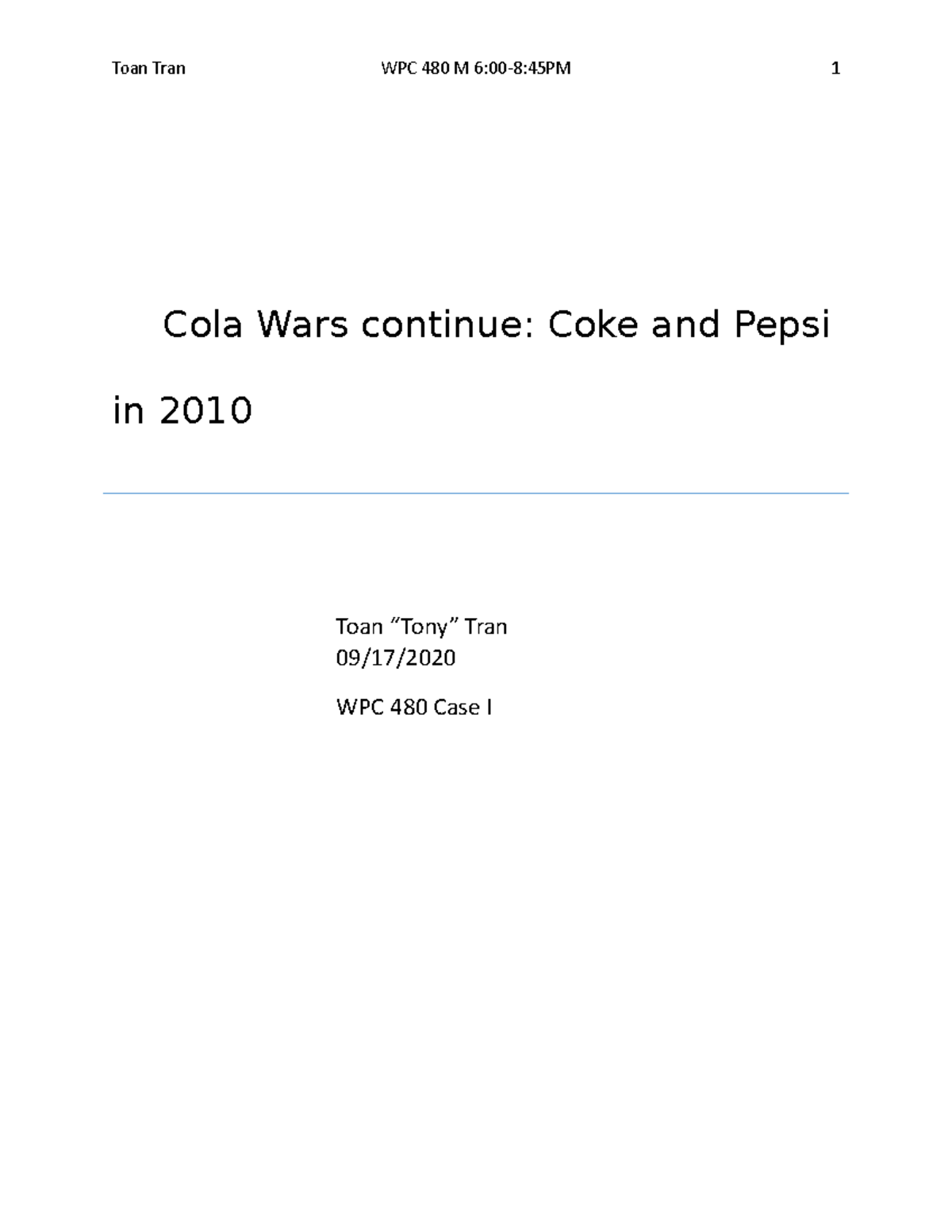 Analysis 1 - COmpare Coke vs Pepsi - Cola Wars continue: Coke and Pepsi ...