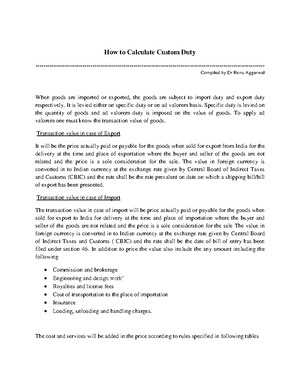 Custom Duty CTP notes with Problems - CUSTOM DUTY Meaning of Customs ...