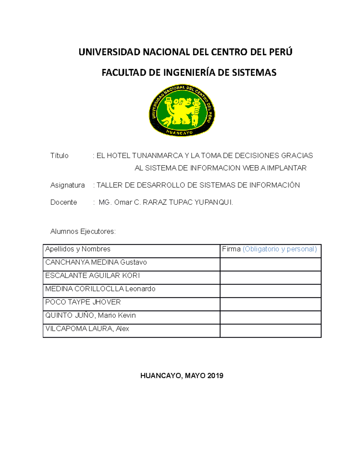 Taller desarrollo de sitemas de informacion - Título : EL HOTEL ...