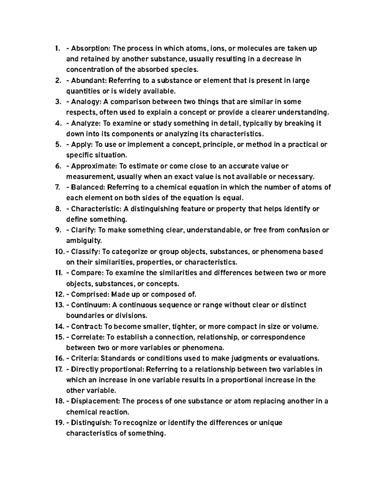 Ultimate AP Chemistry Vocab - Absorption: The process in which atoms ...