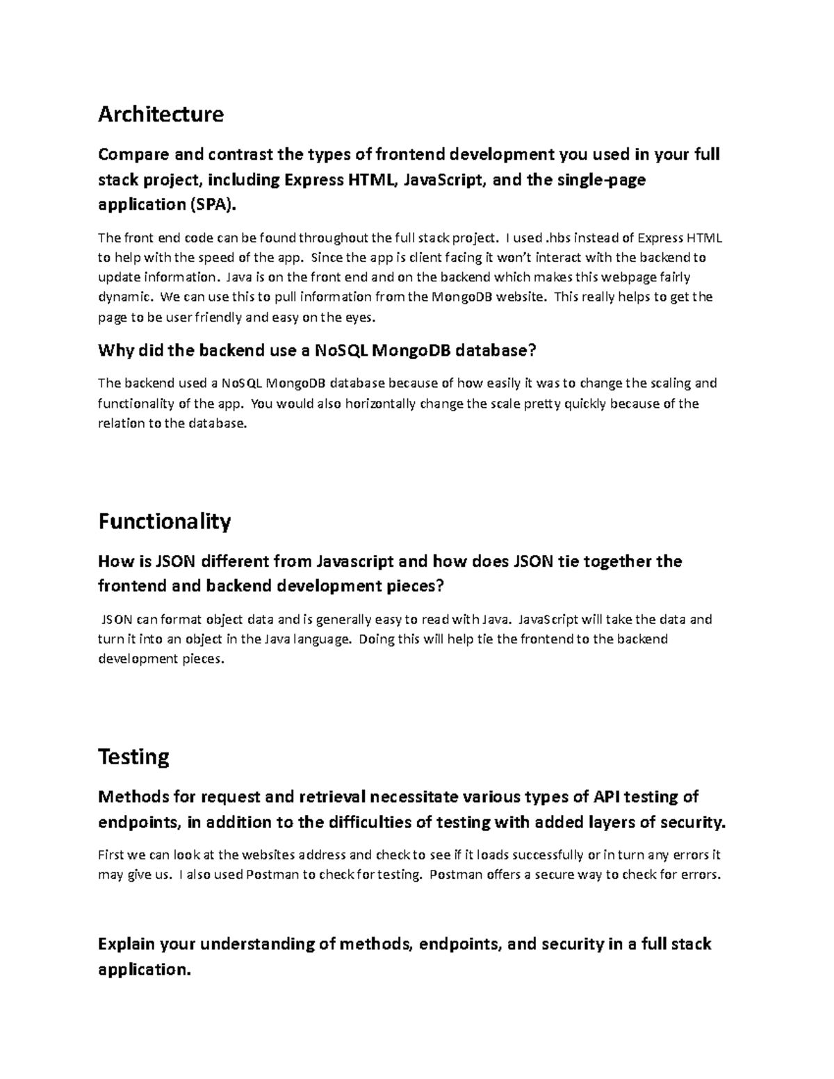 CS 465 Module 8 Journal - coursework - Architecture Compare and contrast the types of frontend ...