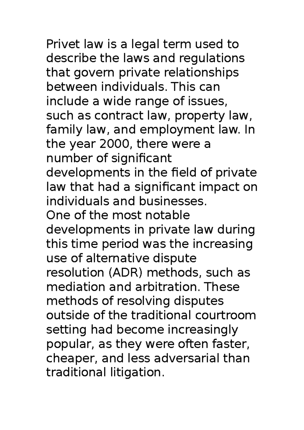 private law (3) - Privet law is a legal term used to describe the laws ...