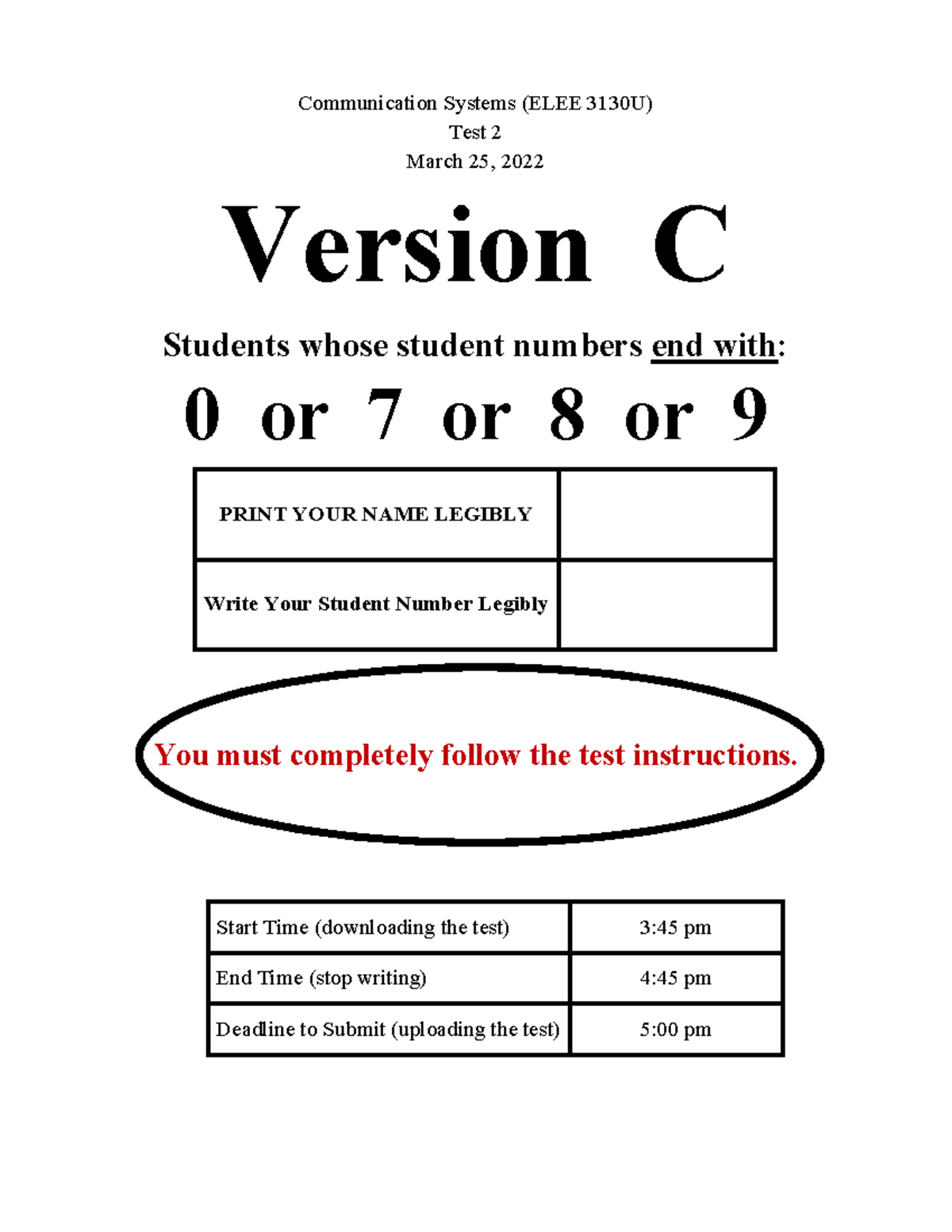 Test-2-Group C - Test 1 Solutions - Communication Systems (ELEE 3130U ...