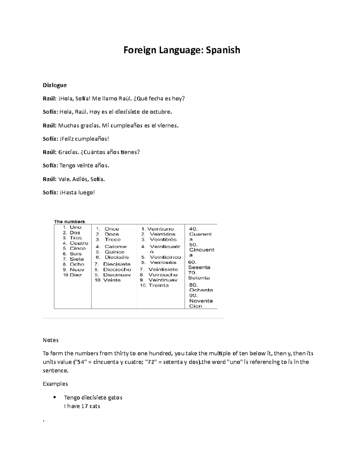 Spanish-Language - Spanish language notes - Foreign Language: Spanish ...