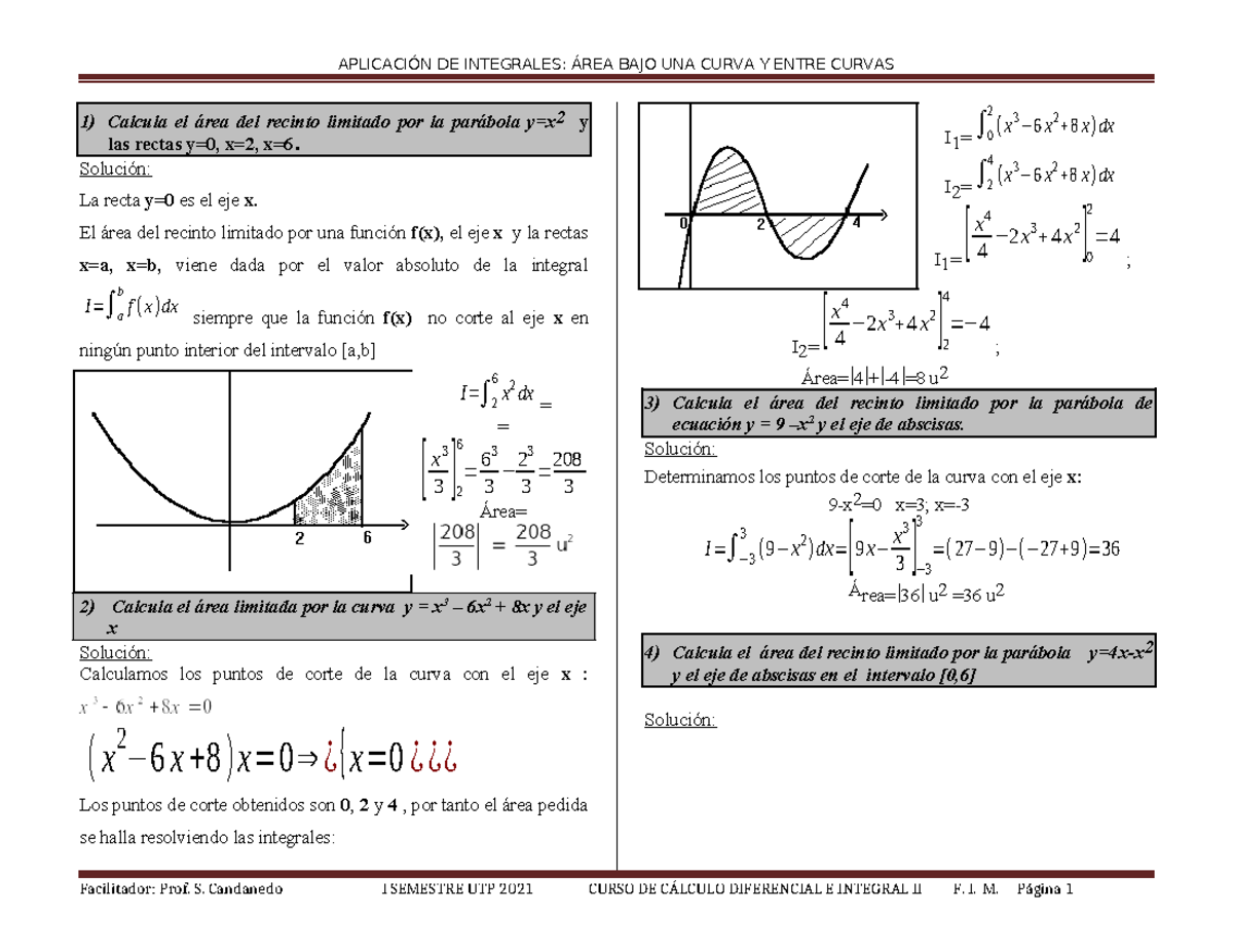 Aplicación DE LA Integral ÁREA BAJO UNA Curva Y Entre Curvas - Calcula ...