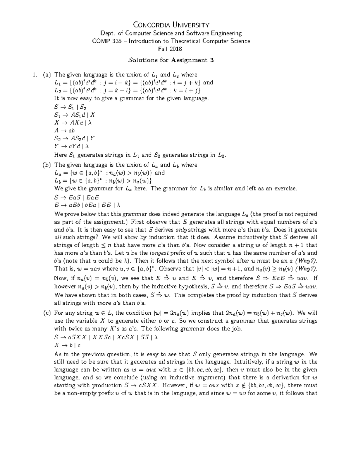 Asg3-solution - CONCORDIA UNIVERSITY Dept. of Computer Science and Software Engineering COMP 335 ...