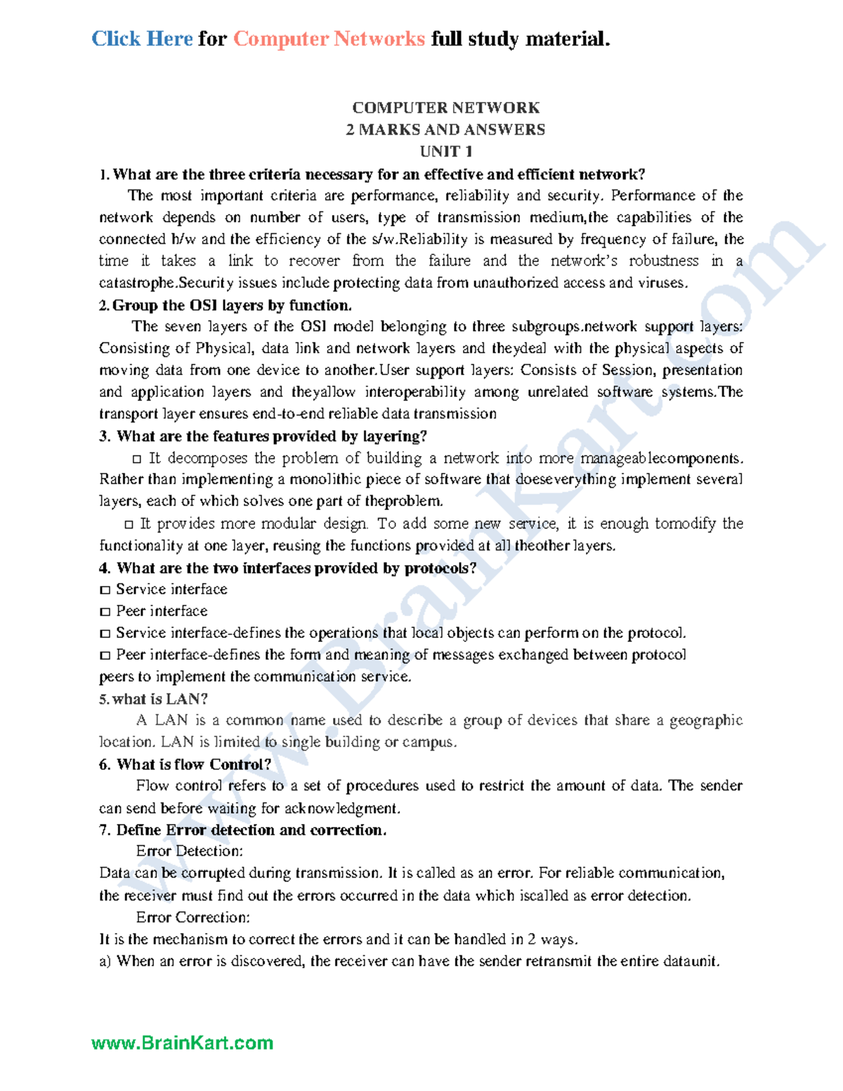 134 - CS8591, CS6551 Computer Networks - Important Questions - COMPUTER NETWORK 2 MARKS AND ...
