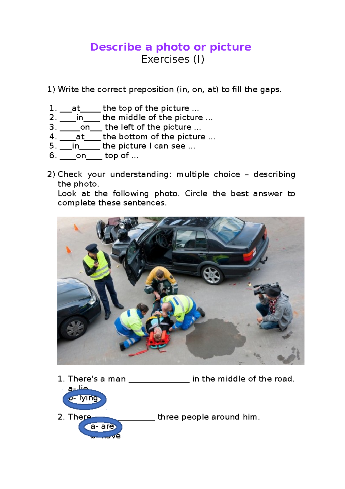 Describe a photo or picture - Exercises I - Describe a photo or picture ...