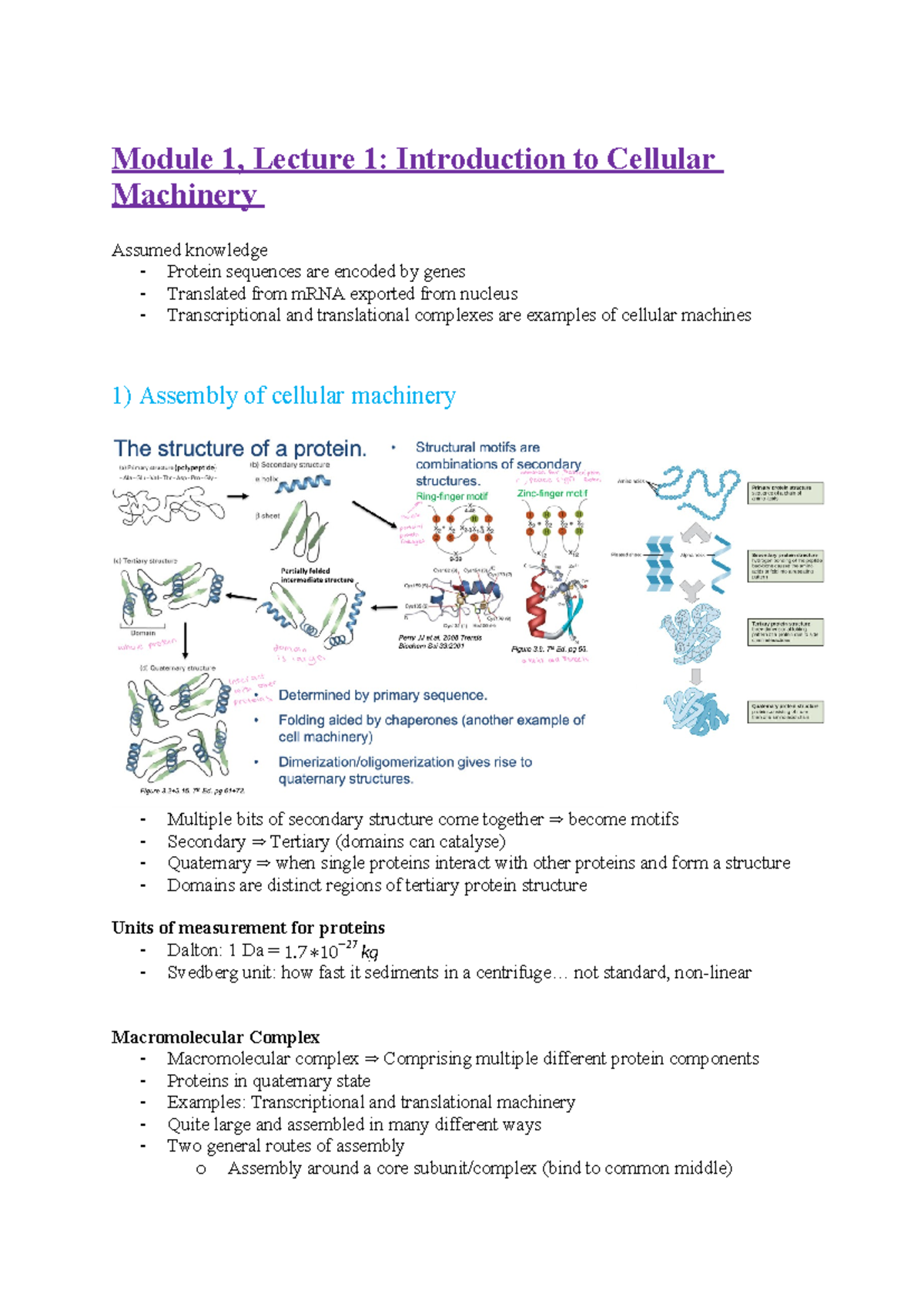 Module 1 and 2 Notes - Module 1, Lecture 1: Introduction to Cellular ...