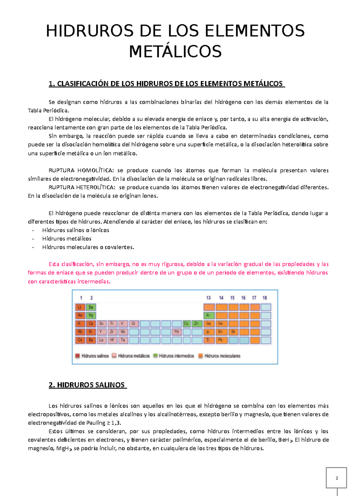 6. Hidruros DE LOS Elementos Metálicos - HIDRUROS DE LOS ELEMENTOS ...