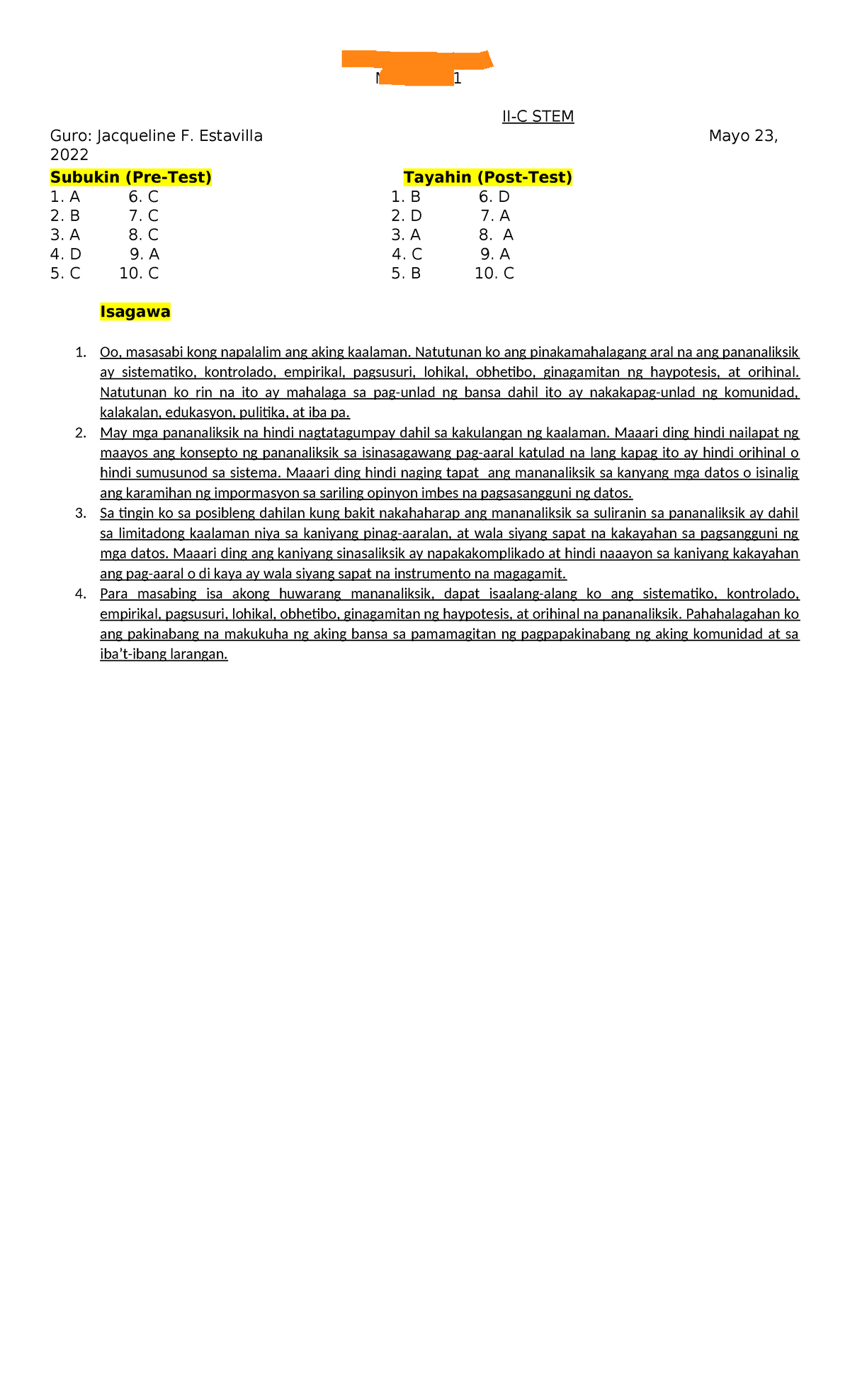 2m1pagbasa - Personal answers/notes to secondary modules. - Filipino I ...