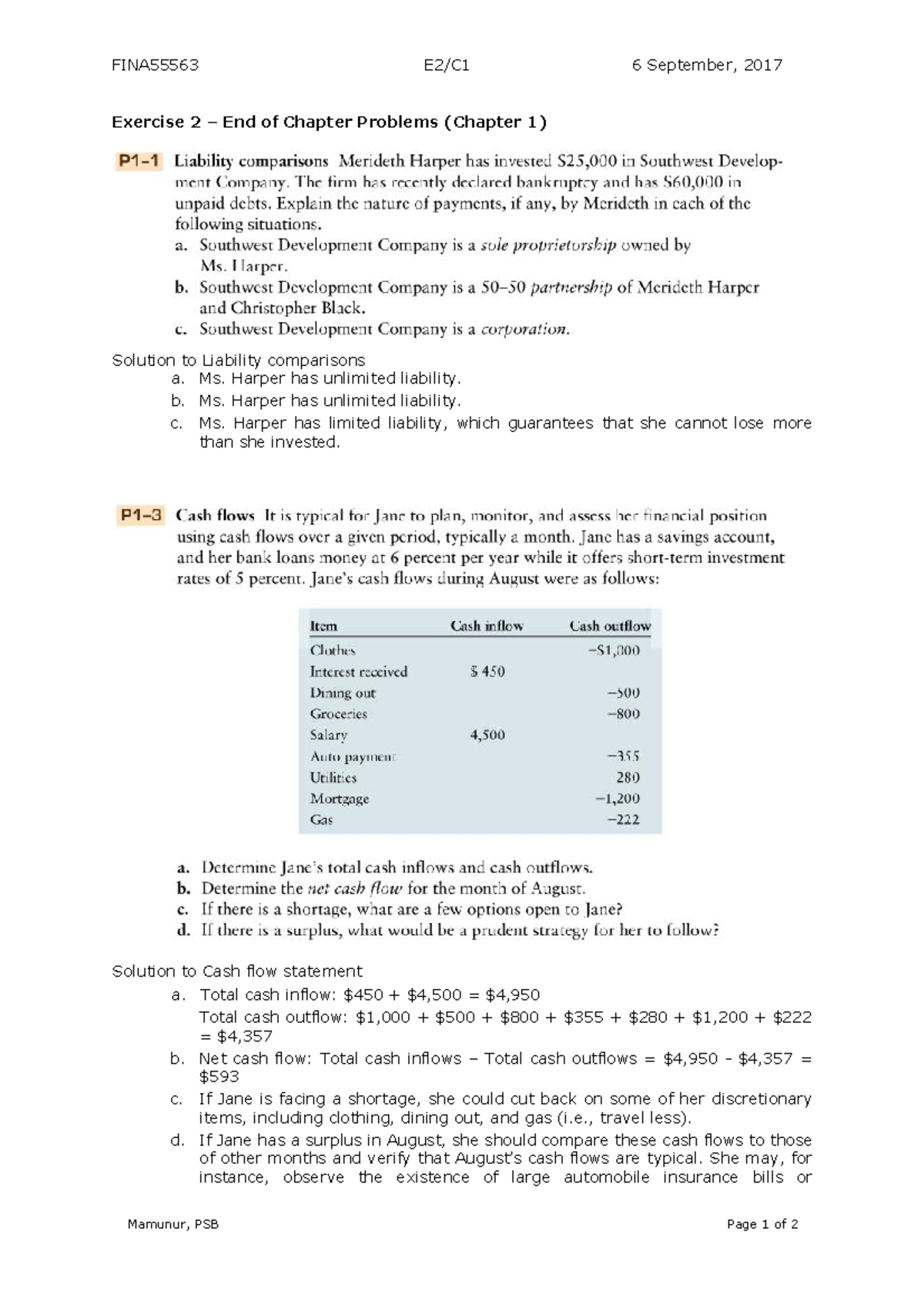 Week 1 Problems with answers - FINA55563 E2/C1 6 September, 2017 ...