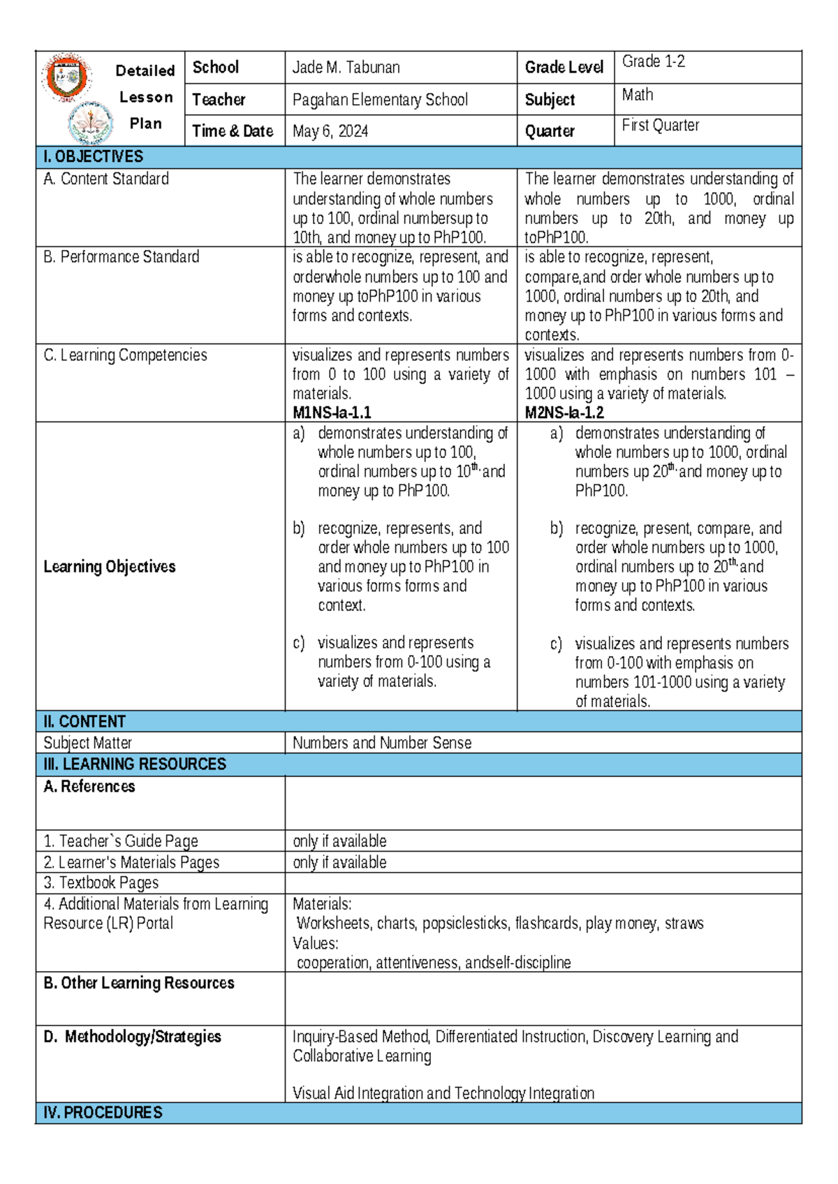 Jadesuperfinal MGDetailed Lesson Plan Format-1 - School Jade M. Tabunan ...