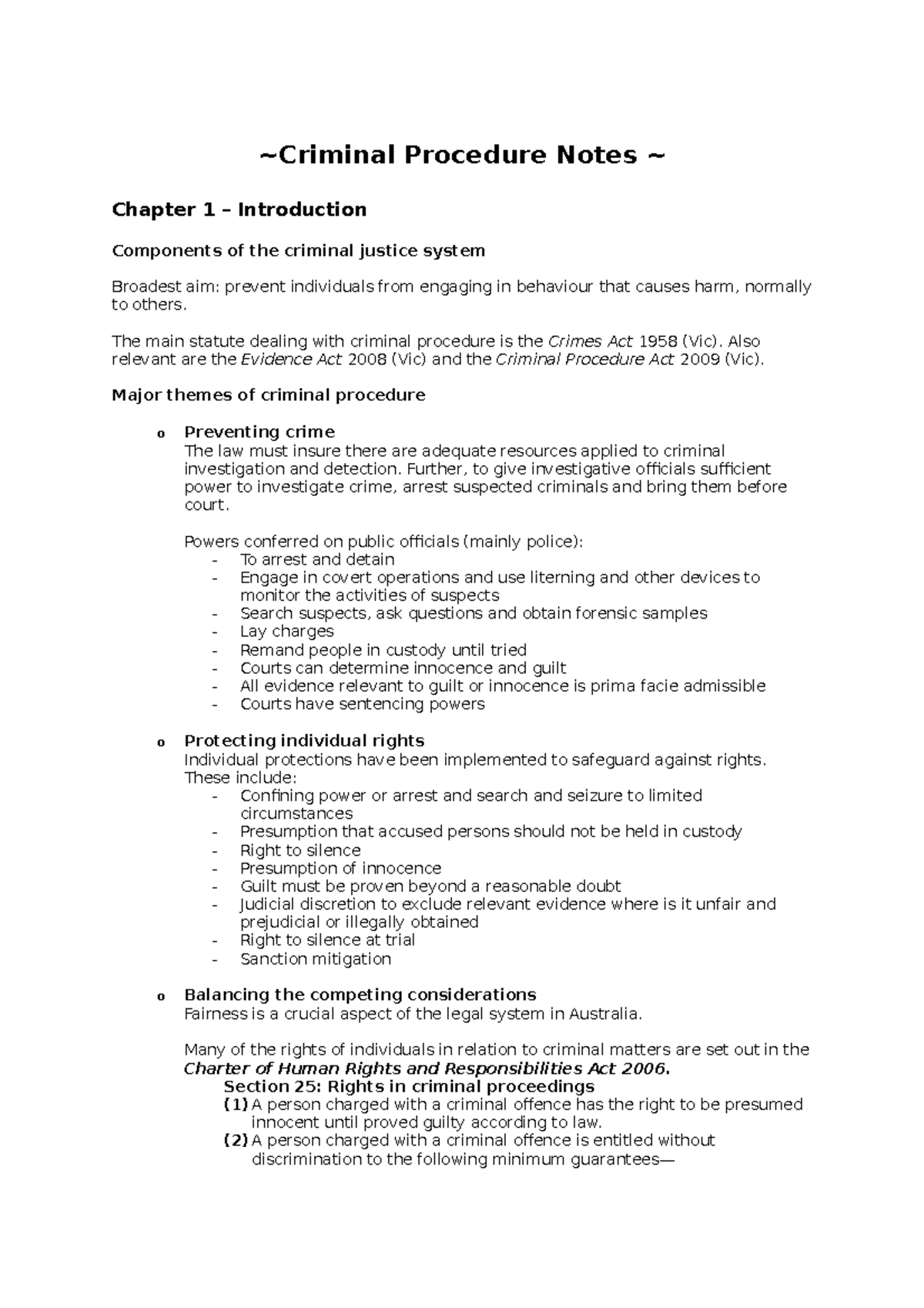 Exam Notes Criminal Procedure - ~Criminal Procedure Notes ~ Chapter 1 ...