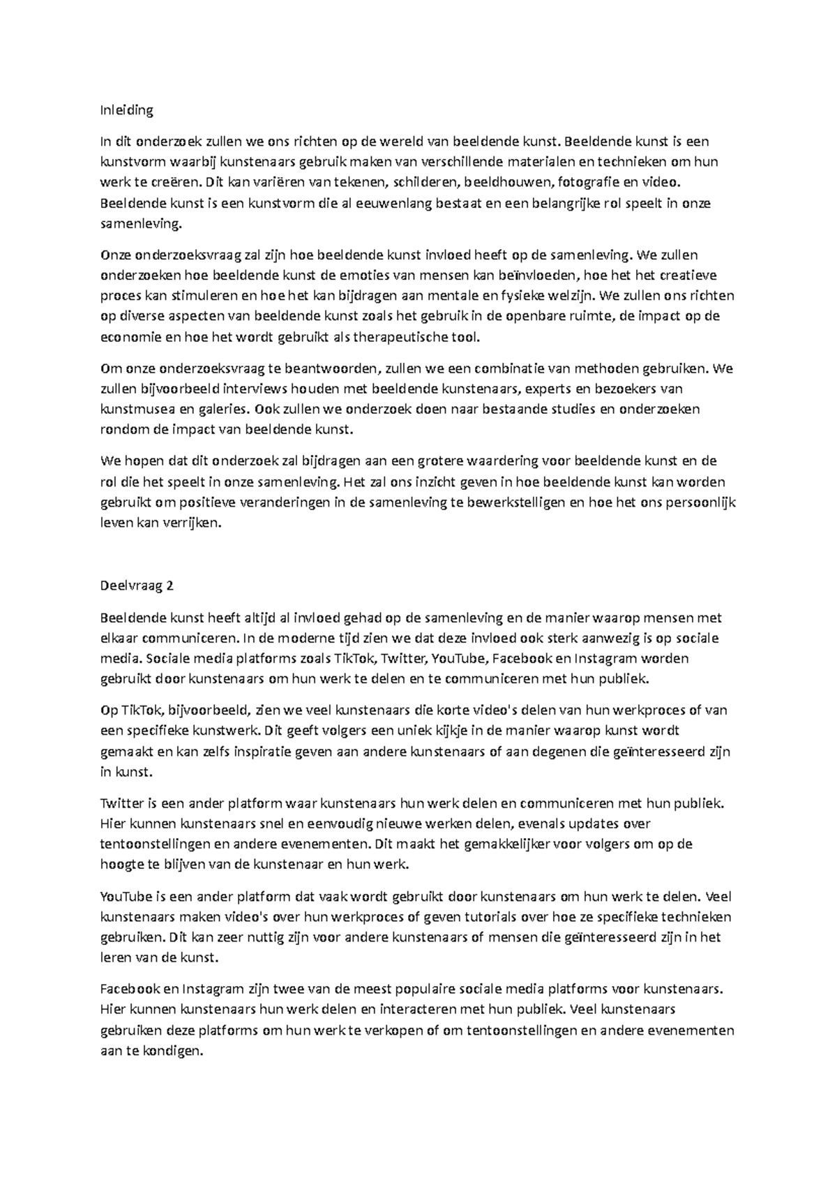 CKV Beeldende kunst - Inleiding In dit onderzoek zullen we ons richten ...