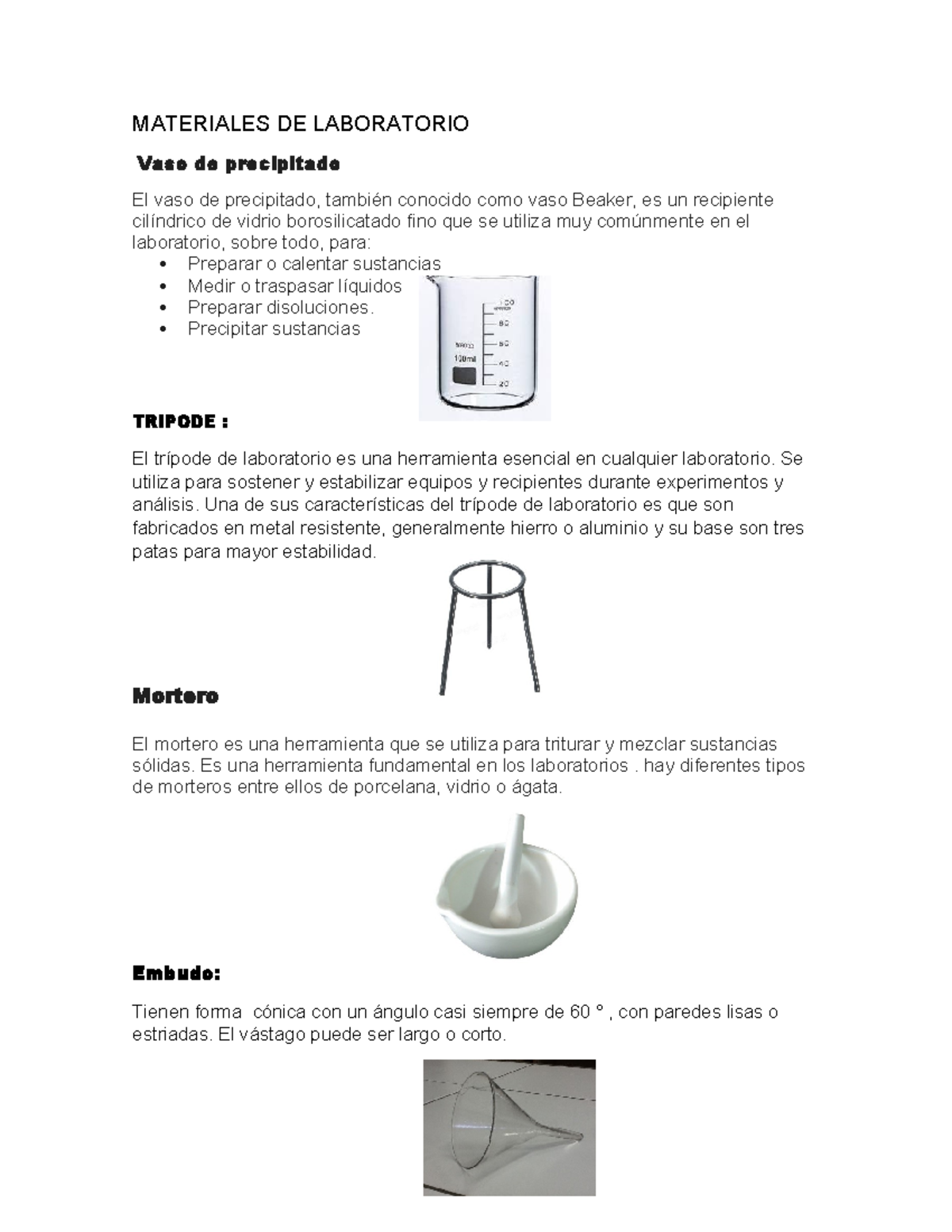 Materiales DE Laboratorio - MATERIALES DE LABORATORIO Vaso de ...