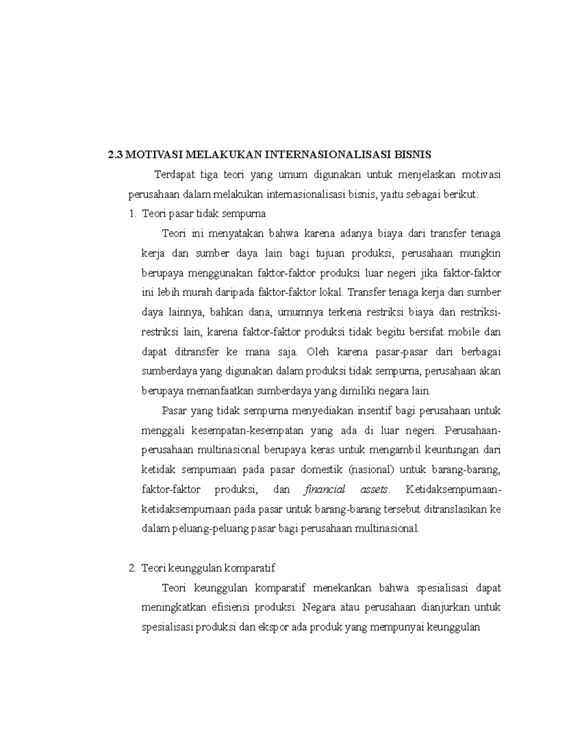 Motivasi Melakukan Internasionalisasi Bisnis - 2 MOTIVASI MELAKUKAN ...
