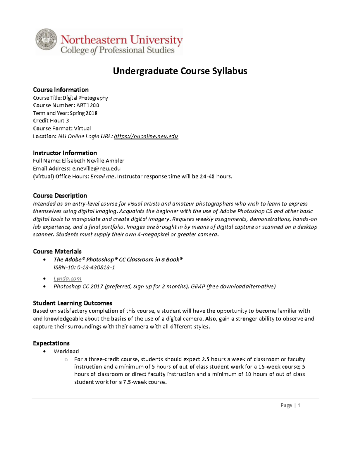 Spring 2018 Syllabus - Undergraduate Course Syllabus Course Information ...